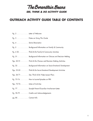 Fillable Online OUTREACH ACTIVITY GUIDE TABLE OF CONTENTS Fax Email ...