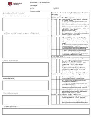 Fillable Online PRE SERVICE TEACHER'S NAME Fax Email Print - pdfFiller