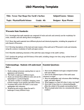 Fillable Online UbD Planning Template Fax Email Print - pdfFiller