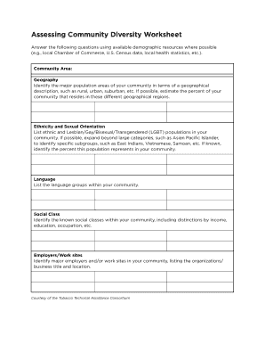 Fillable Online Assessing Community Diversity Worksheet Fax Email Print ...