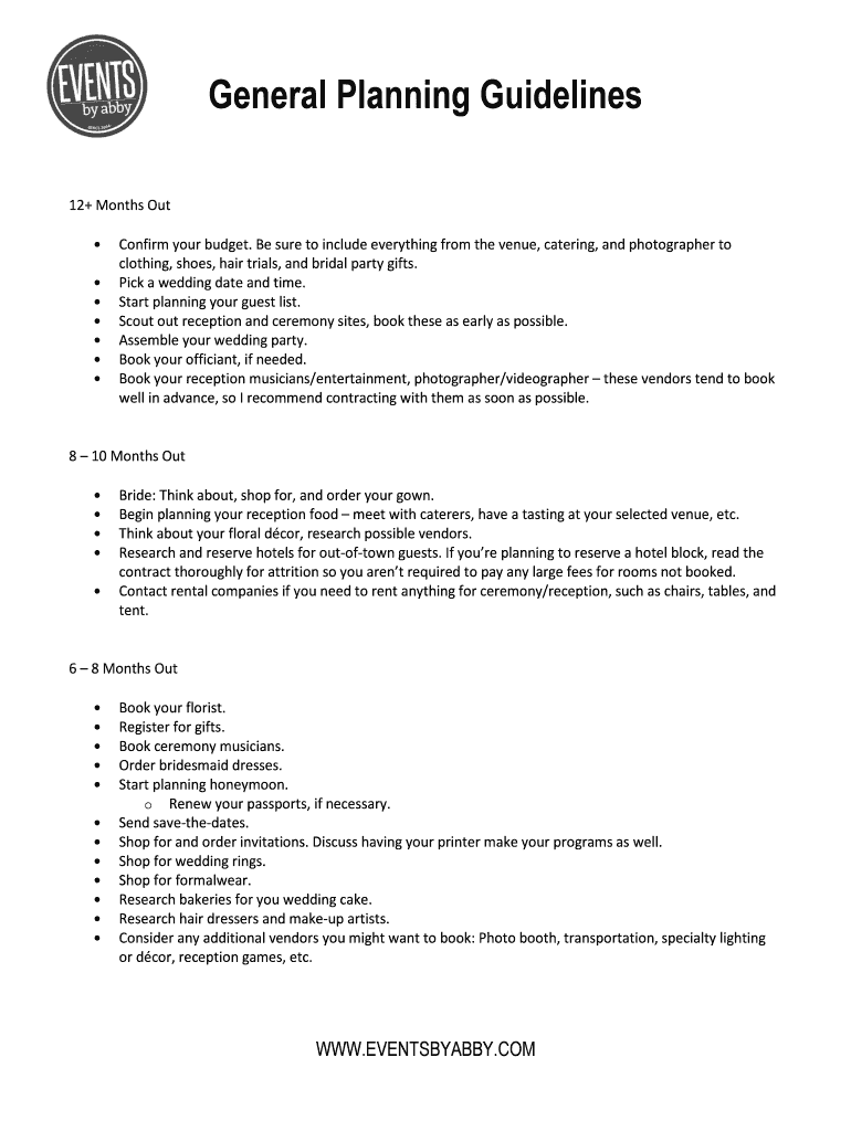 Fillable Online General Planning Guidelines Fax Email Print - pdfFiller
