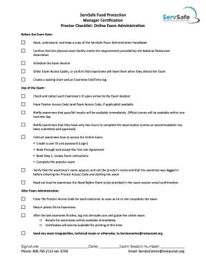 Fillable Online Proctor Checklist: Online Exam Administration Fax Email ...