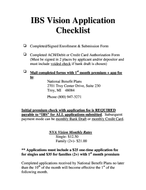 Fillable Online IBS Vision Application Fax Email Print - pdfFiller
