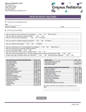 Fillable Online NEW PATIENT RECORD Fax Email Print - pdfFiller