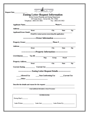 Fillable Online Zoning Letter Request Information Fax Email Print ...