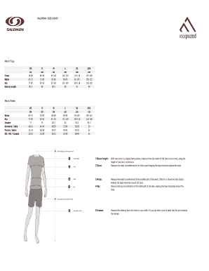 Fillable Online SALOMON SIZE CHART Fax Email Print - pdfFiller