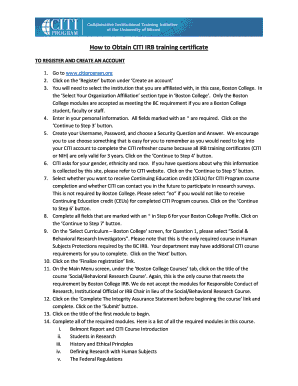 Fillable Online How to Obtain CITI IRB training certificate Fax Email ...