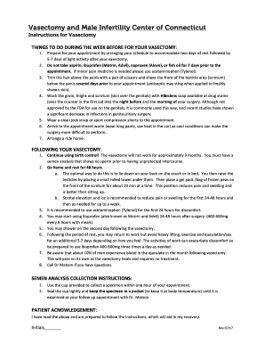 Fillable Online Instructions for Vasectomy Fax Email Print - pdfFiller