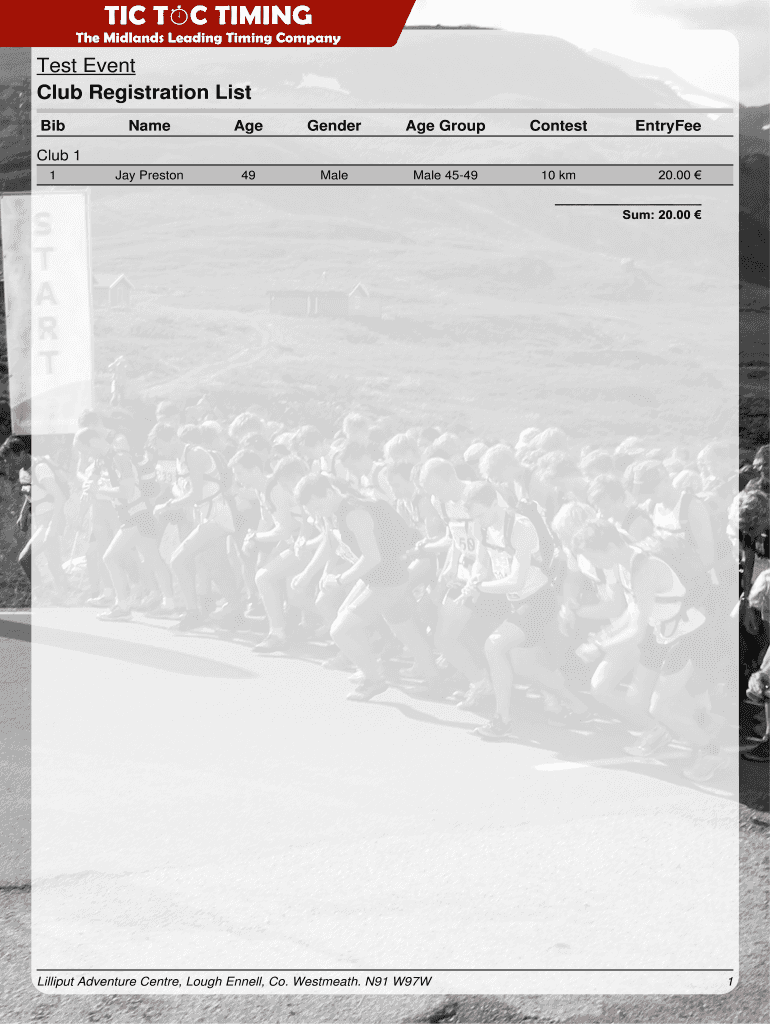 Fillable Online Club Registration List Fax Email Print - pdfFiller