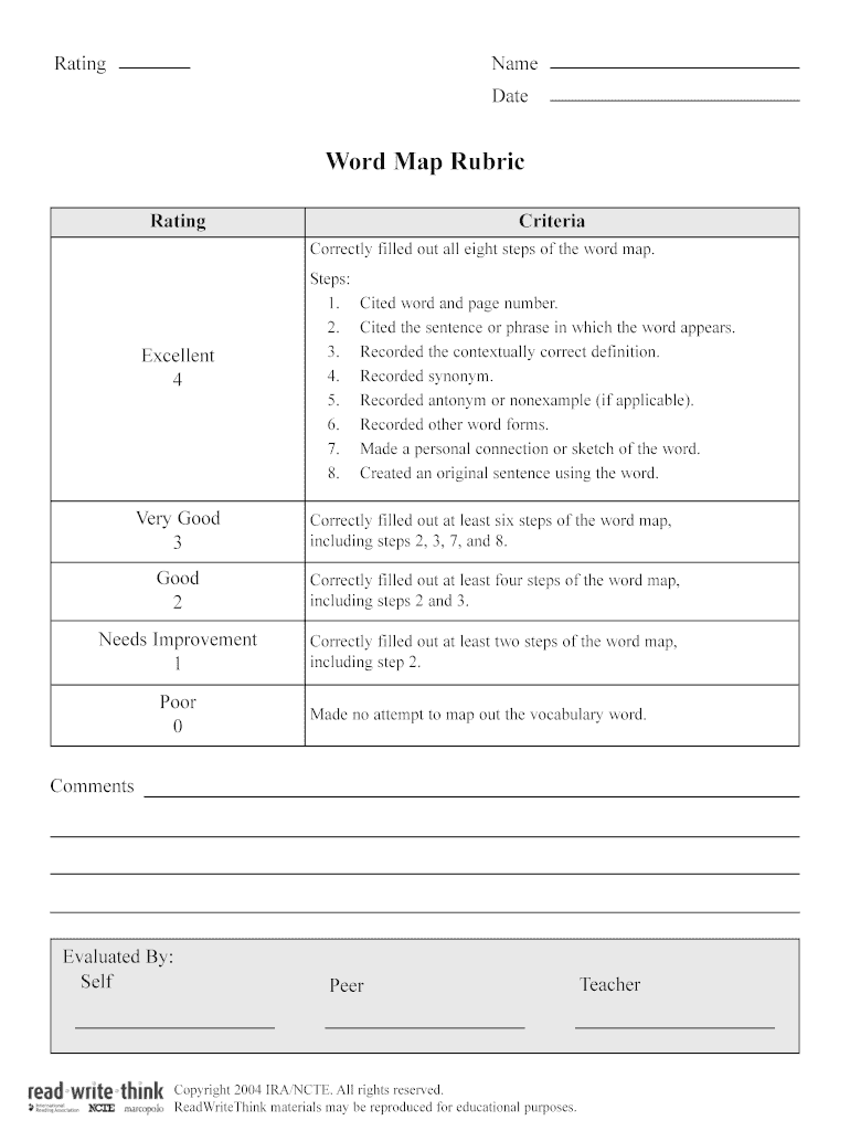 Fillable Online Word Map Rubric Fax Email Print - pdfFiller