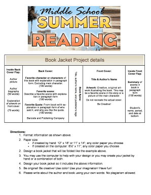 Fillable Online Book Jacket Project details Fax Email Print - pdfFiller