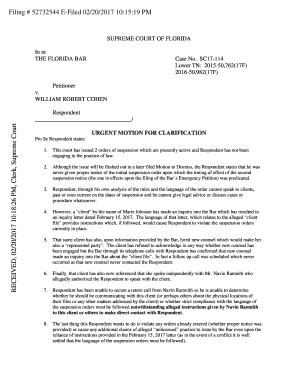 Fillable Online URGENT MOTION FOR CLARIFICATION Fax Email Print - pdfFiller