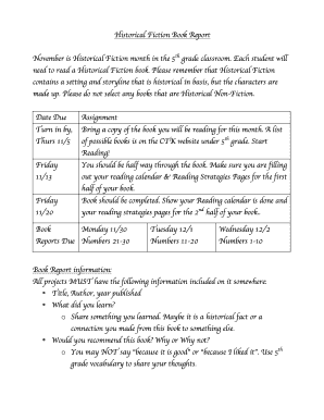 Fillable Online Historical Fiction Book Report Fax Email Print - pdfFiller