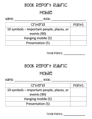 Fillable Online Book Report Rubric Fax Email Print - pdfFiller
