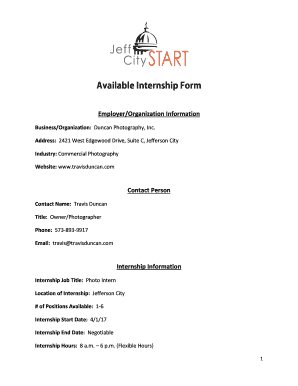 Fillable Online Available Internship Form Fax Email Print - pdfFiller