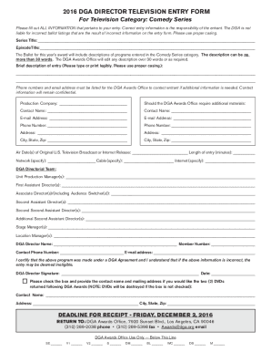 Fillable Online 2016 COMEDY SERIES ENTRY FORM Fax Email Print - pdfFiller