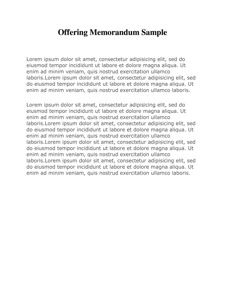 Fillable Online Offering Memorandum Sample Fax Email Print - pdfFiller