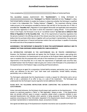 Fillable Online This Accredited Investor Questionnaire (the ...