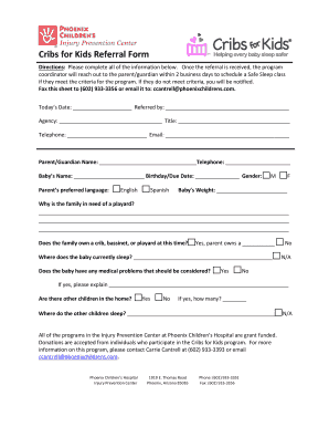 Fillable Online Cribs for Kids Referral Form Fax Email Print - pdfFiller