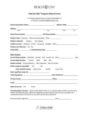 Fillable Online Cribs for Kids Program Referral Form Fax Email Print ...