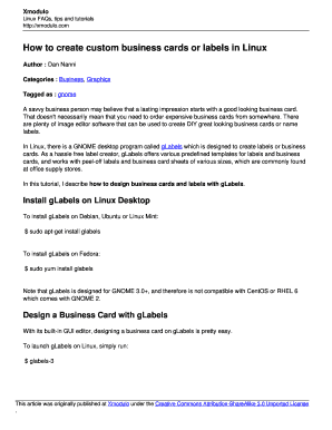 Fillable Online How to create custom business cards or labels in Linux ...