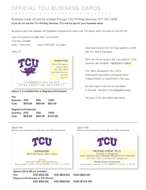 Fillable Online OFFICIAL TCU BUSINESS CARDS Fax Email Print - pdfFiller