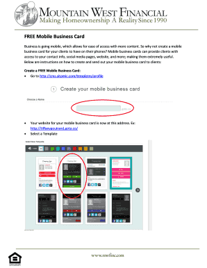 Fillable Online FREE Mobile Business Card Fax Email Print - pdfFiller