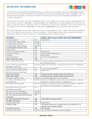 Fillable Online DETERGENT INFORMATION Fax Email Print - pdfFiller