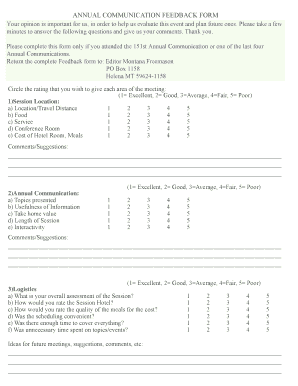 Fillable Online ANNUAL COMMUNICATION FEEDBACK FORM Fax Email Print ...