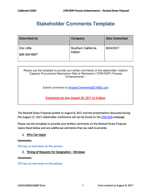 Fillable Online CPM ROR Process Enhancements Revised Straw Proposal Fax ...