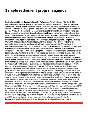 Fillable Online Sample retirement program agenda Fax Email Print ...