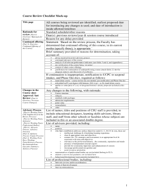 Fillable Online Course Review Checklist Mock-up Fax Email Print - pdfFiller