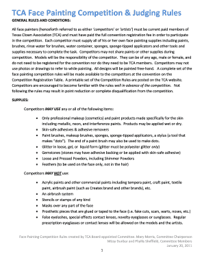 Fillable Online TCA Face Painting Competition & Judging Rules Fax Email ...