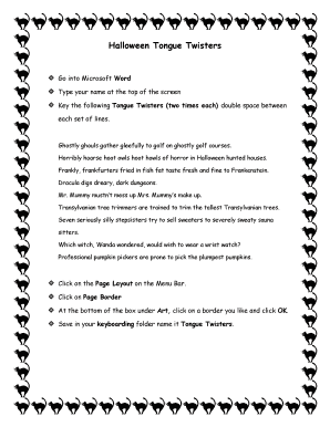 Halloween Tongue Twisters Pdf - Fill Online, Printable, Fillable, Blank ...