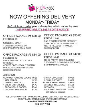 Fillable Online NOW OFFERING DELIVERY Fax Email Print - pdfFiller