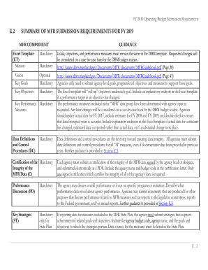 Fillable Online SUMMARY OF MFR SUBMISSION REQUIREMENTS FOR FY 2019 Fax ...