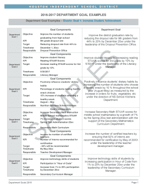 Fillable Online 2016-2017 DEPARTMENT GOAL EXAMPLES Fax Email Print ...