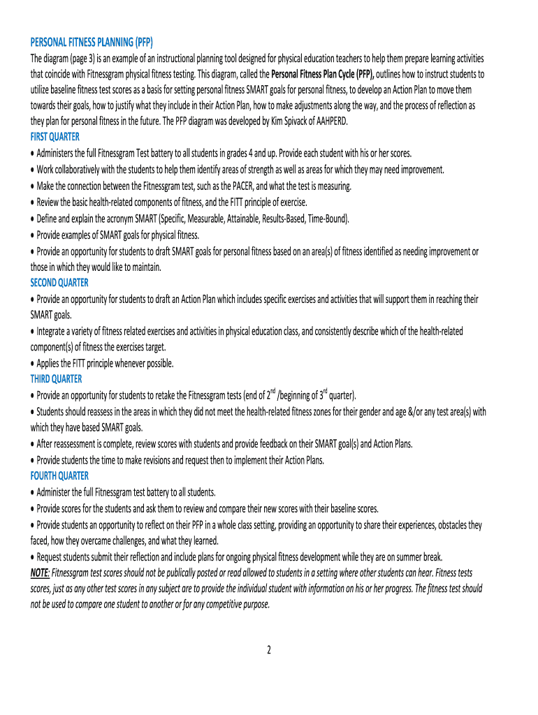 Fillable Online PERSONAL FITNESS PLANNING (PFP) Fax Email Print - pdfFiller
