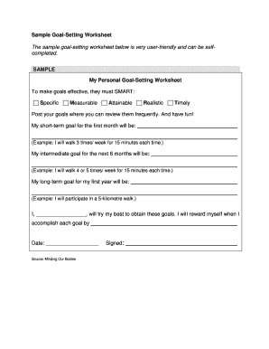 Fillable Online Sample Goal-Setting Worksheet Fax Email Print - pdfFiller