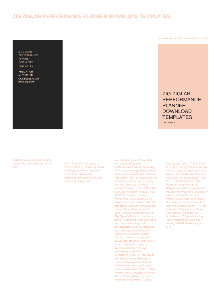 Zig Ziglar Performance Planner Pdf - Fill Online, Printable, Fillable ...