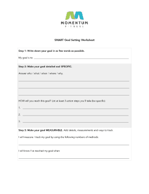 Fillable Online SMART Goal Setting Worksheet Fax Email Print - pdfFiller