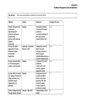 Fillable Online Enrollment Management Goals and Objectives Fax Email ...