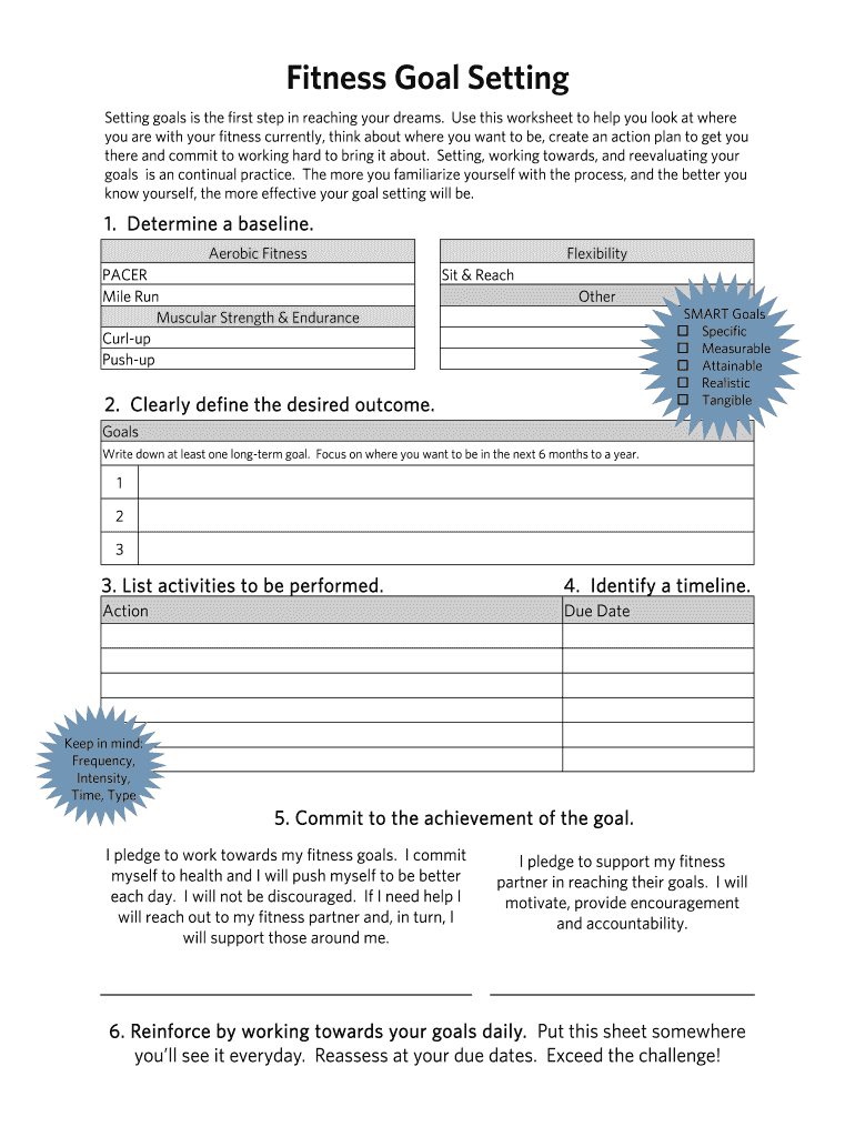 Fillable Online Fitness Goal Setting Fax Email Print - pdfFiller