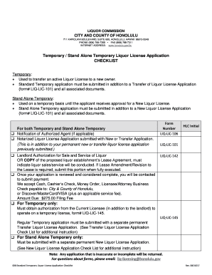 Fillable Online Temporary / Stand Alone Temporary Liquor License ...