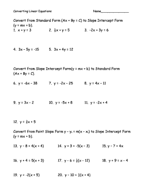 Converting Linear Equations - Fill Online, Printable, Fillable, Blank ...