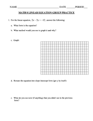 Fillable Online MATH 8 LINEAR EQUATION GROUP PRACTICE Fax Email Print ...