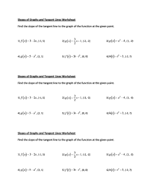 Fillable Online Slopes of Graphs and Tangent Lines Worksheet Fax Email ...
