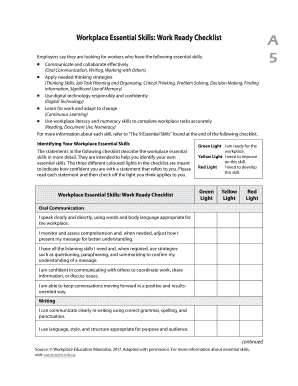 Fillable Online Workplace Essential Skills: Work Ready Checklist Fax ...