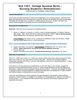 Fillable Online SLS 1501: College Success Skills Fax Email Print ...