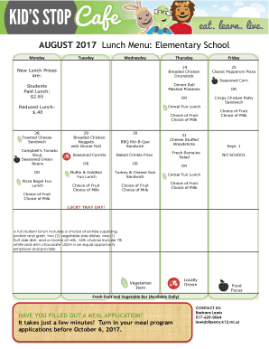 Fillable Online New Lunch Prices Fax Email Print - pdfFiller